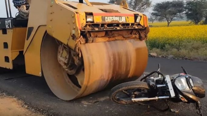 This happens when a bike crushed under road roller - MotorCycleDiaries